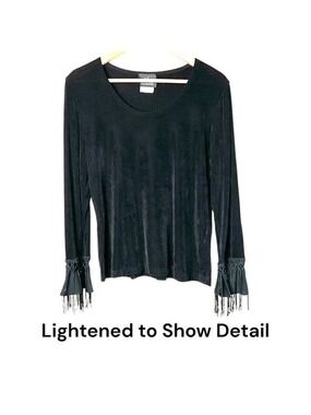 Artex | Tops | Artex Black Slinky Knit Scoop Neck Top With Crochet ...